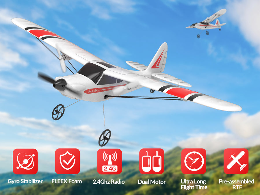 VOLANTEXRC 2CH Sport Cub RC Plane for Beginners with Gyro - EXHOBBY
